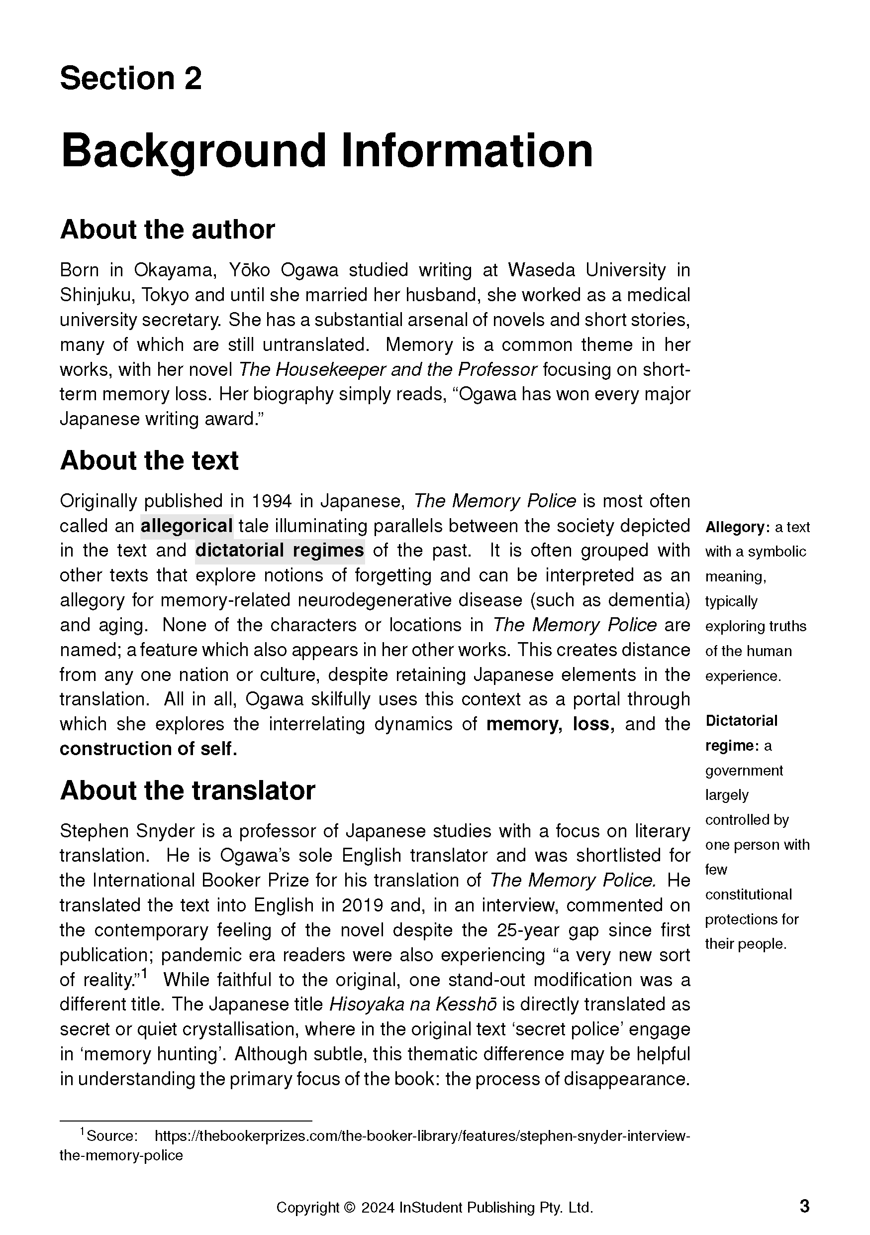 Text Guide: The Memory Police by Yoko Ogawa – ATAR Notes