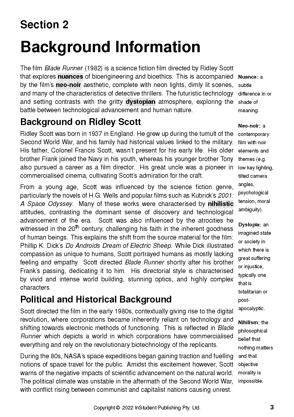 ATAR Notes Text Guide: Blade Runner by Ridley Scott