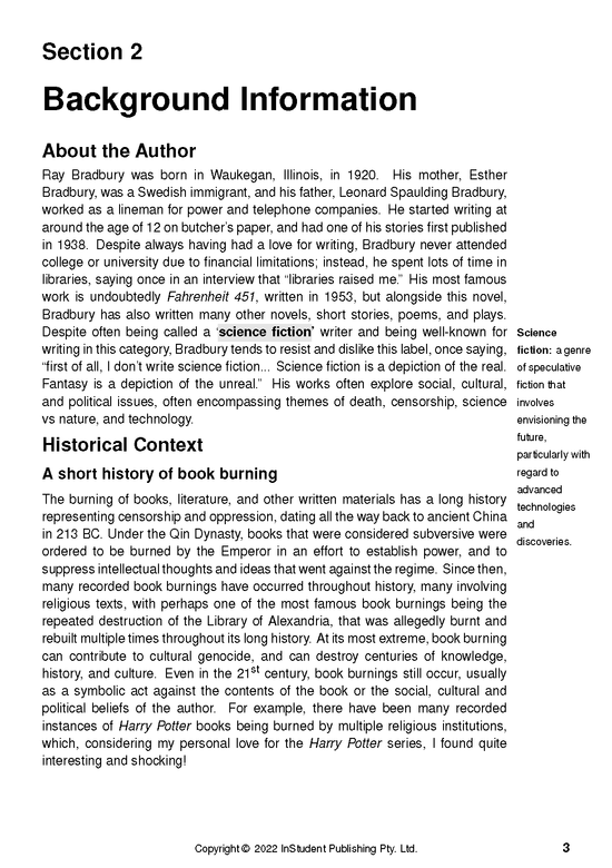 Text Guide: Fahrenheit 451 by Ray Bradbury – ATAR Notes