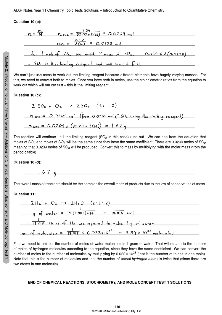 ATAR Notes HSC Year 11 Chemistry Topic Tests