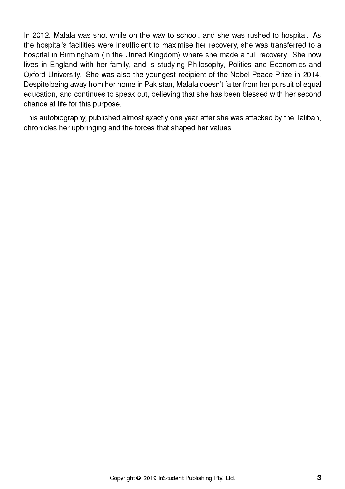 Text Guide: I Am Malala by Malala Yousafzai – ATAR Notes