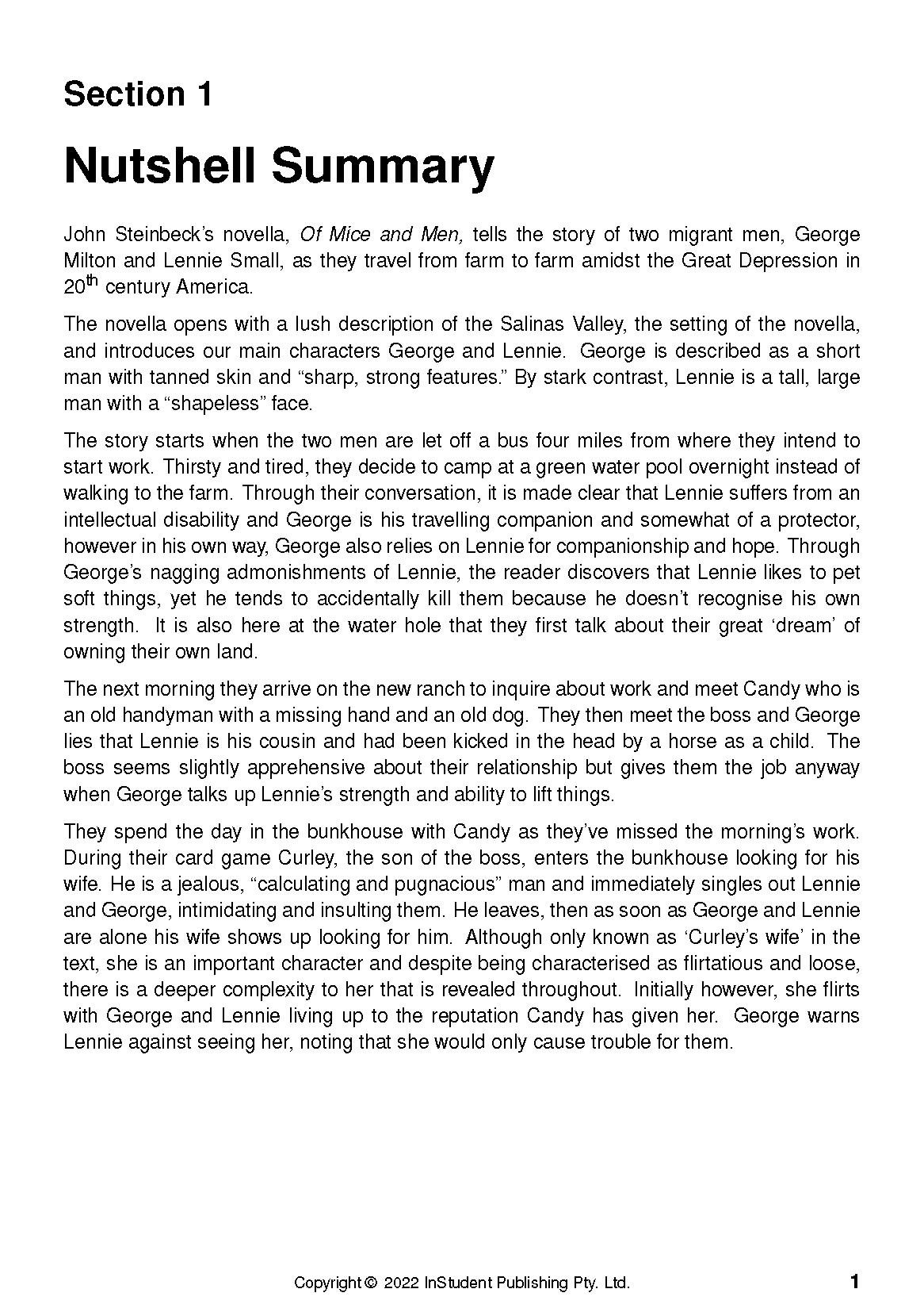 Text Guide: Of Mice and Men by John Steinbeck – ATAR Notes