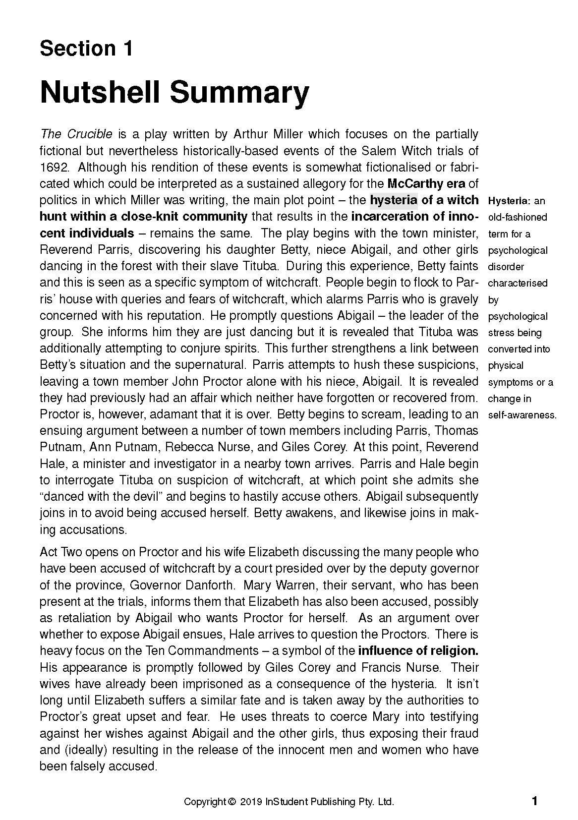 Text Guide: The Crucible by Arthur Miller – ATAR Notes