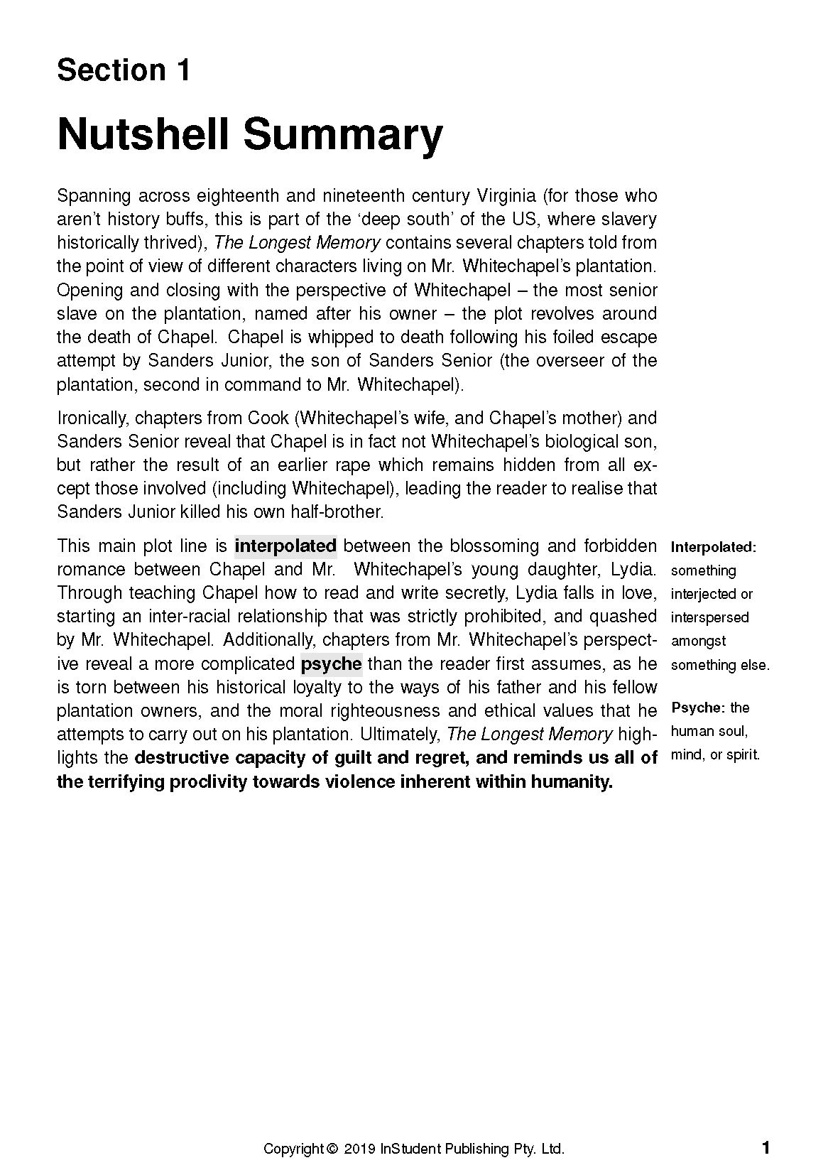 Text Guide: The Longest Memory by Fred D'Aguiar – ATAR Notes