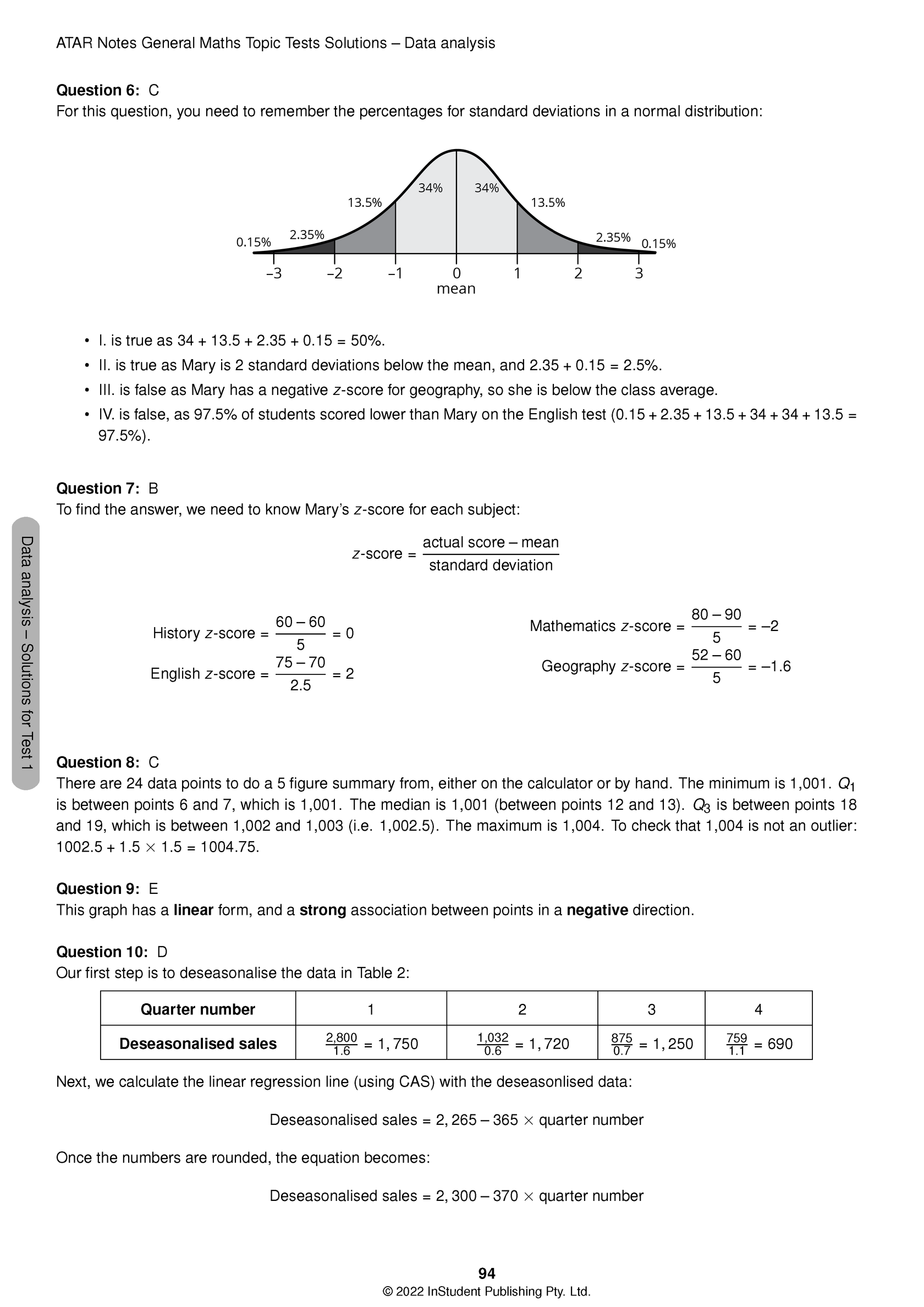 ATAR Notes VCE General Maths 3&4 Topic Tests (2023-2024)