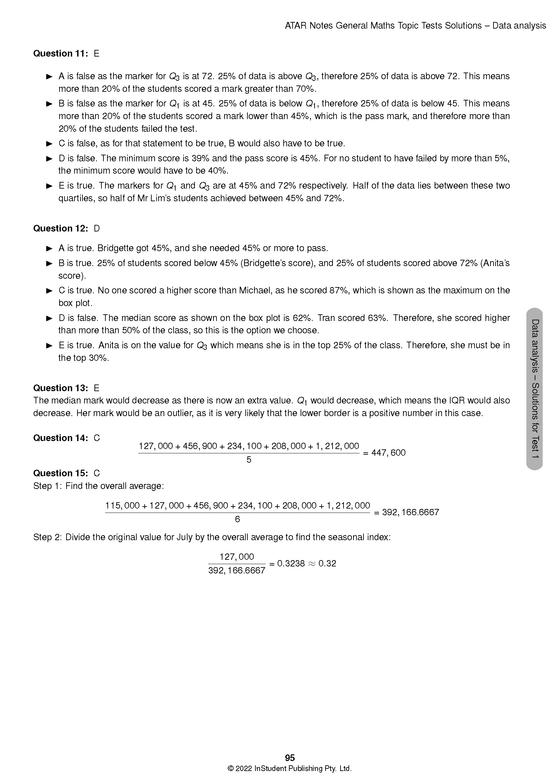 ATAR Notes VCE General Maths 3&4 Topic Tests (2023-2024)