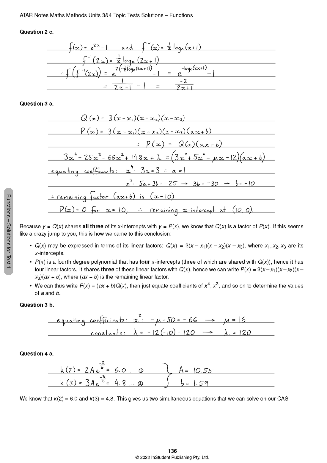 ATAR Notes VCE Maths Methods 3&4 Topic Tests (2023-2024)