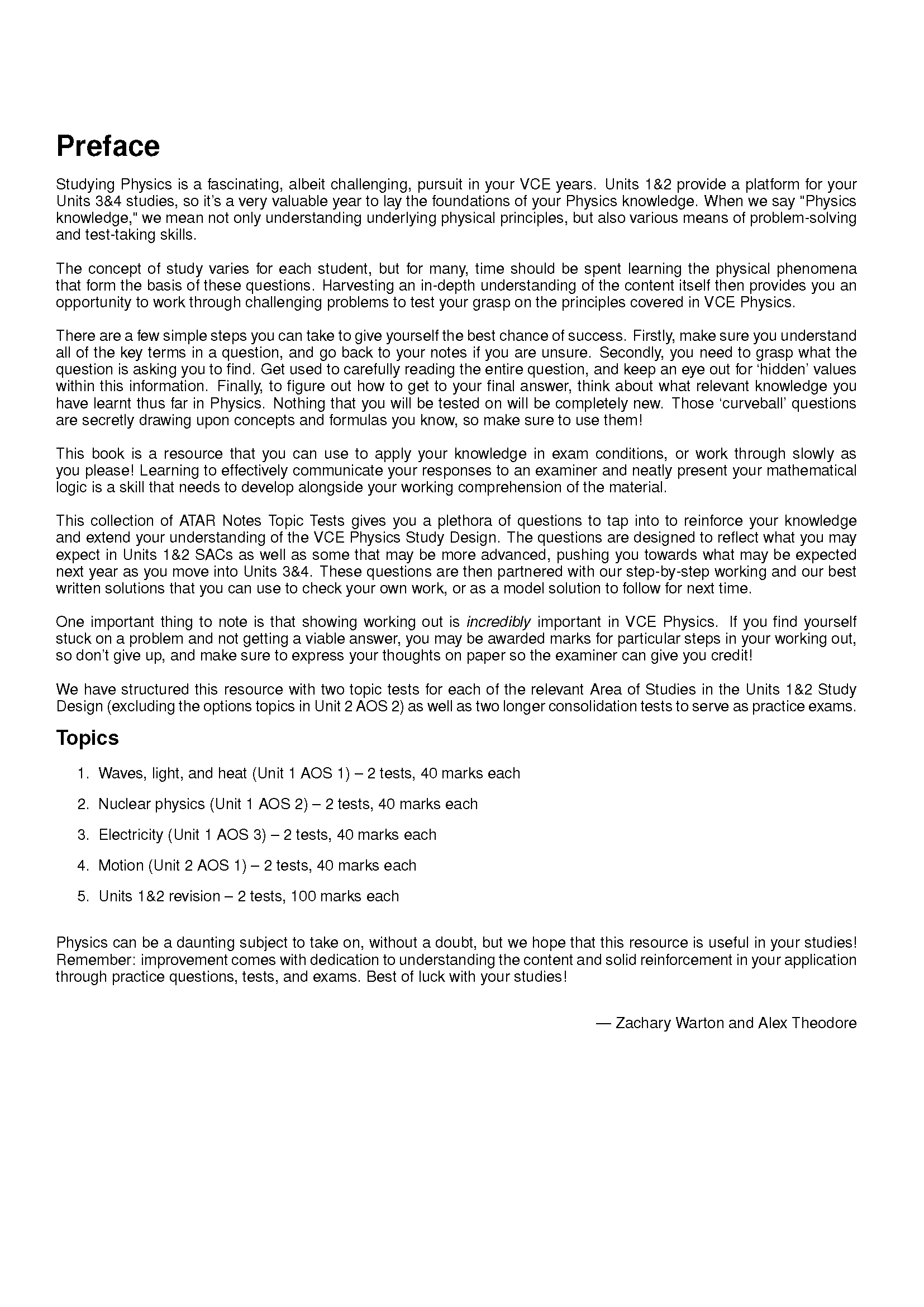 ATAR Notes VCE Physics 1&2 Topic Tests (2024-2026)