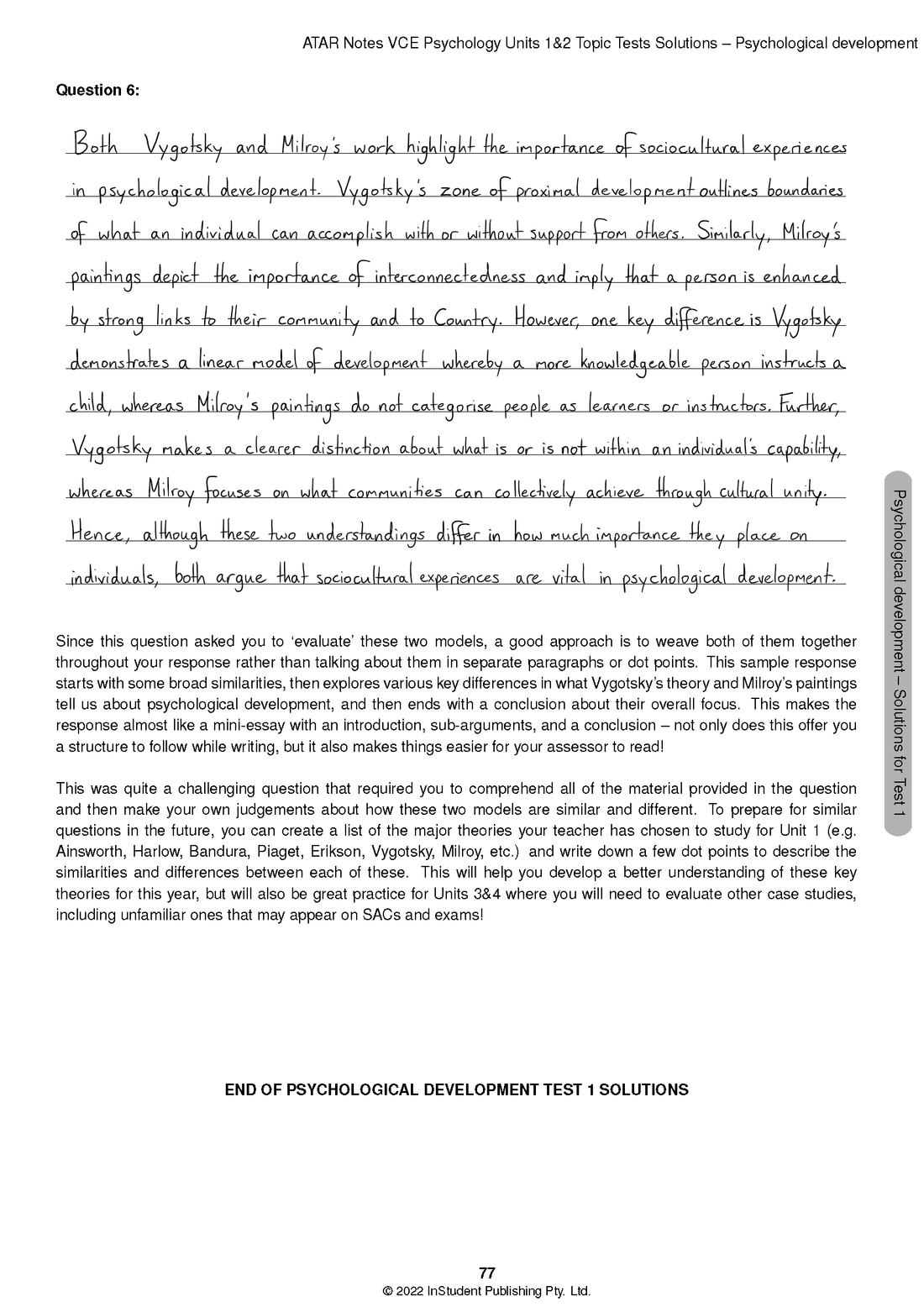 ATAR Notes VCE Psychology 1&2 Topic Tests (2023-2024)