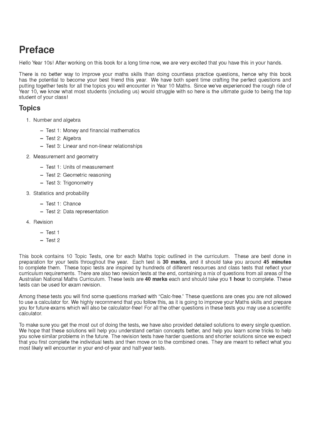 ATAR Notes Year 10 Maths Topic Tests (2023-2024)