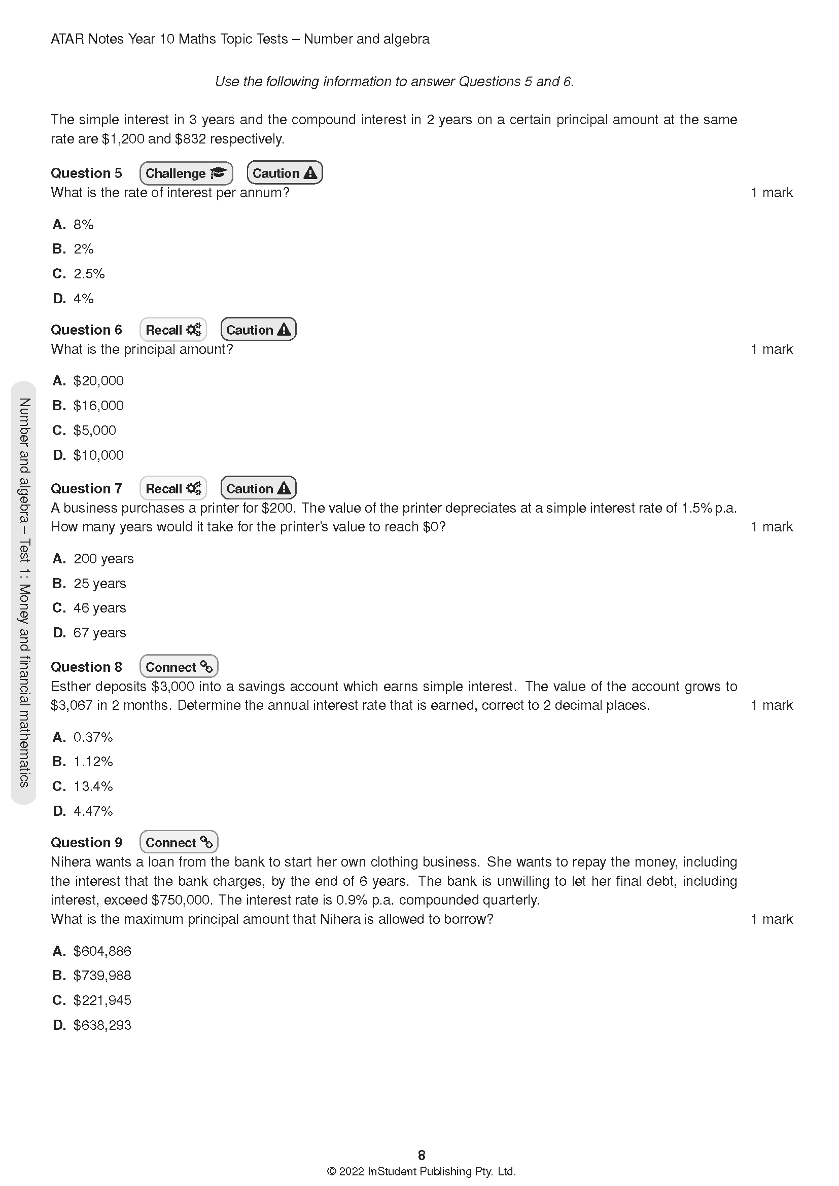 ATAR Notes Year 10 Maths Topic Tests (2023-2024)