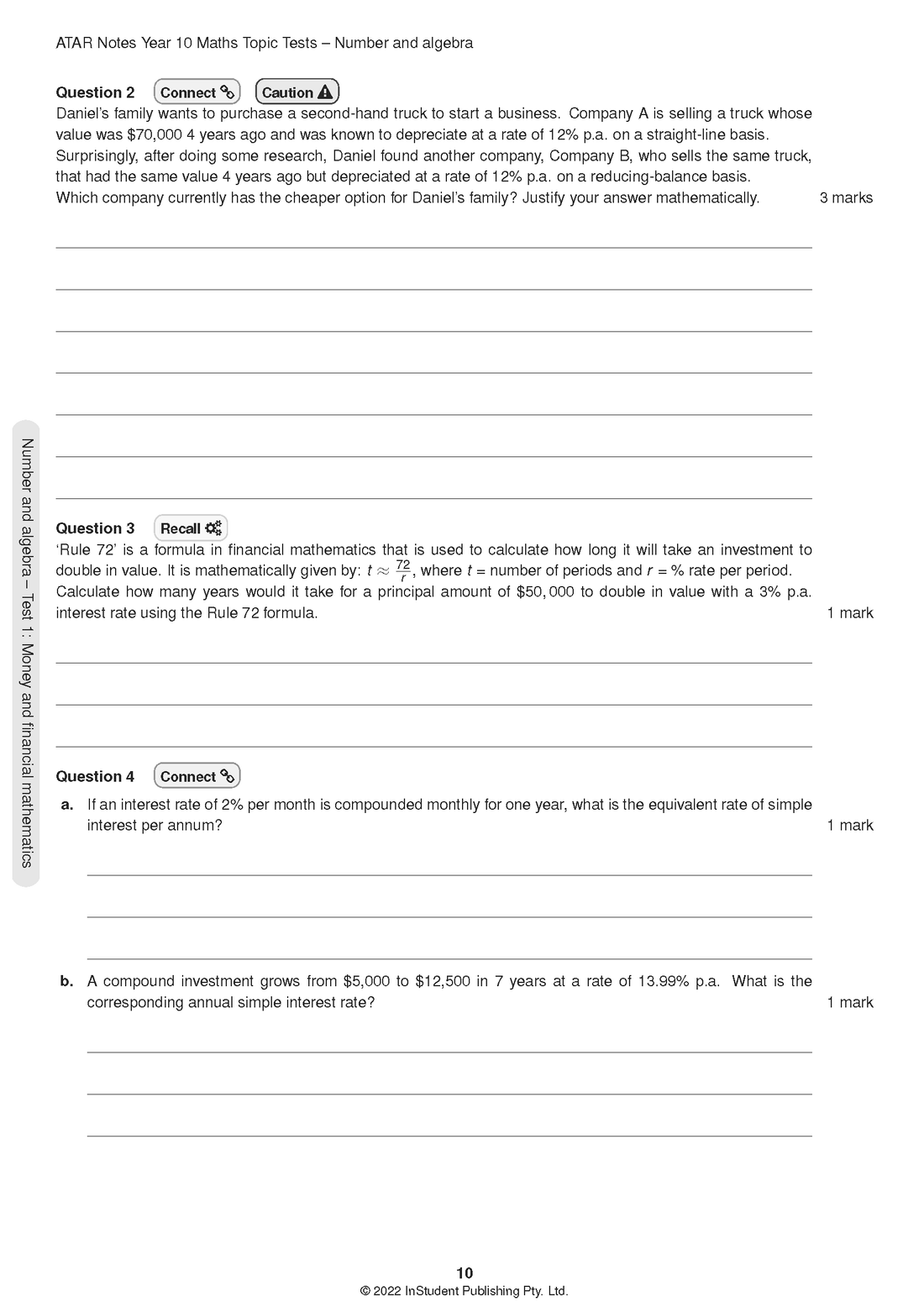 ATAR Notes Year 10 Maths Topic Tests (2023-2024)