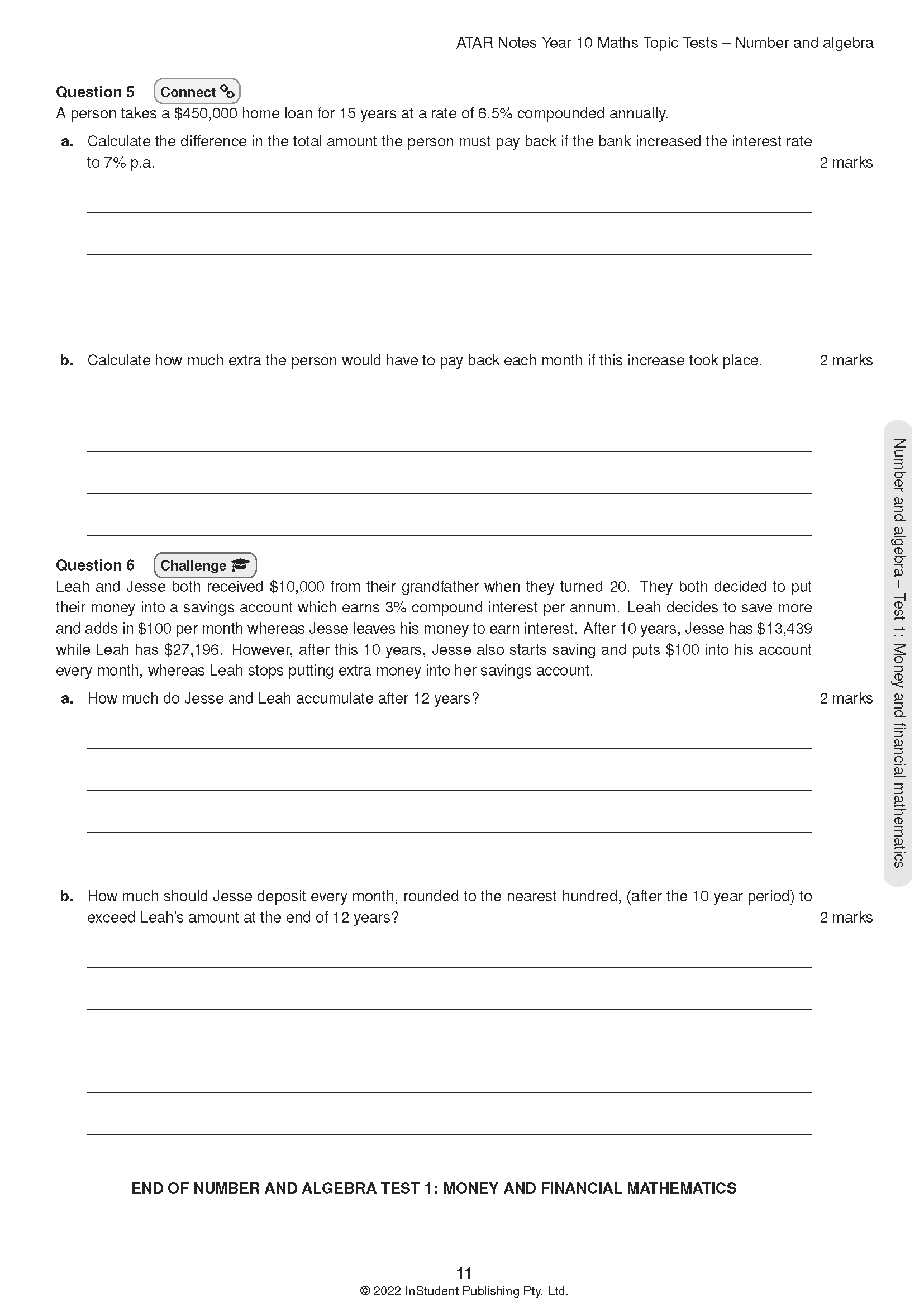 ATAR Notes Year 10 Maths Topic Tests (2023-2024)