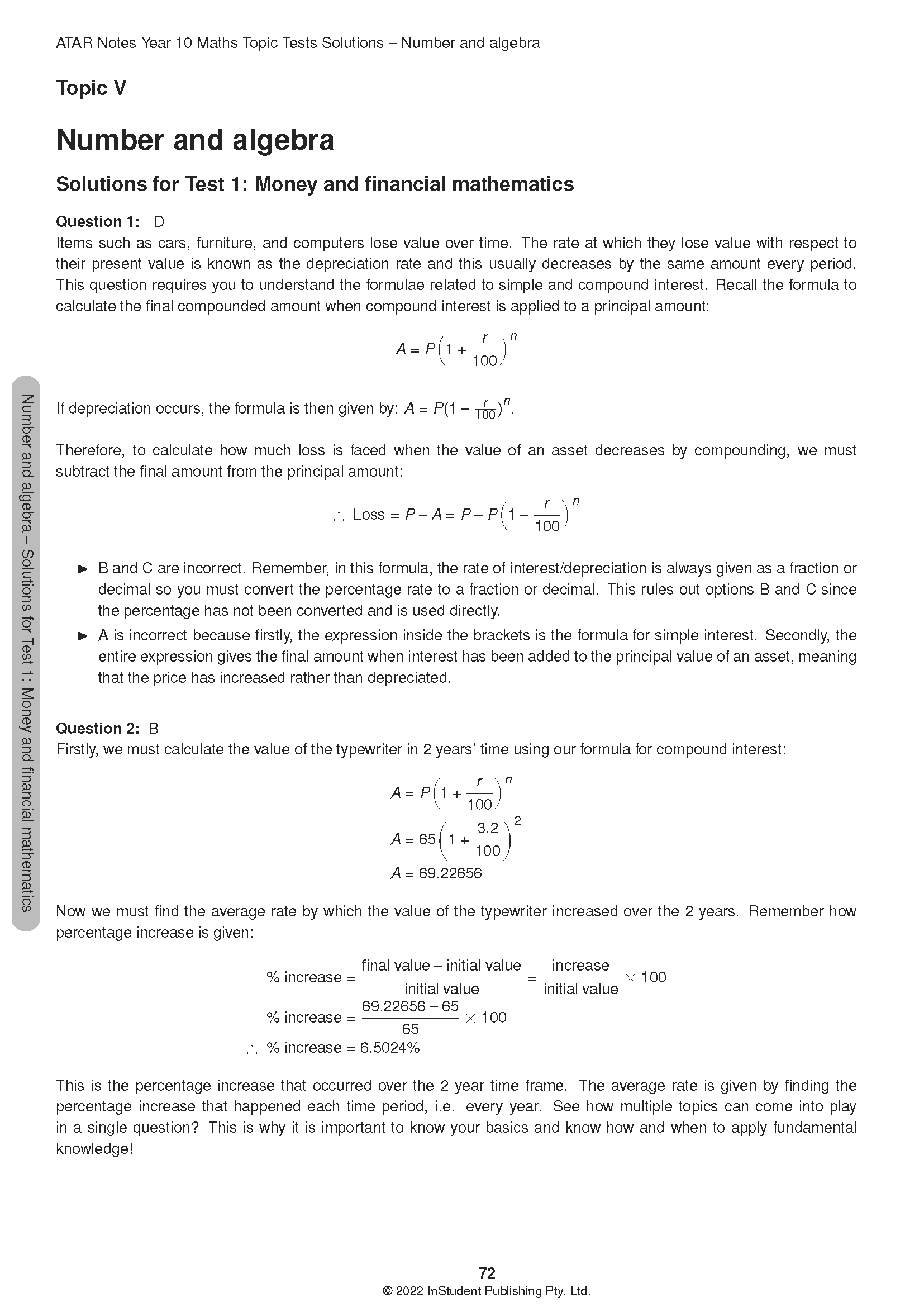 ATAR Notes Year 10 Maths Topic Tests (2023-2024)