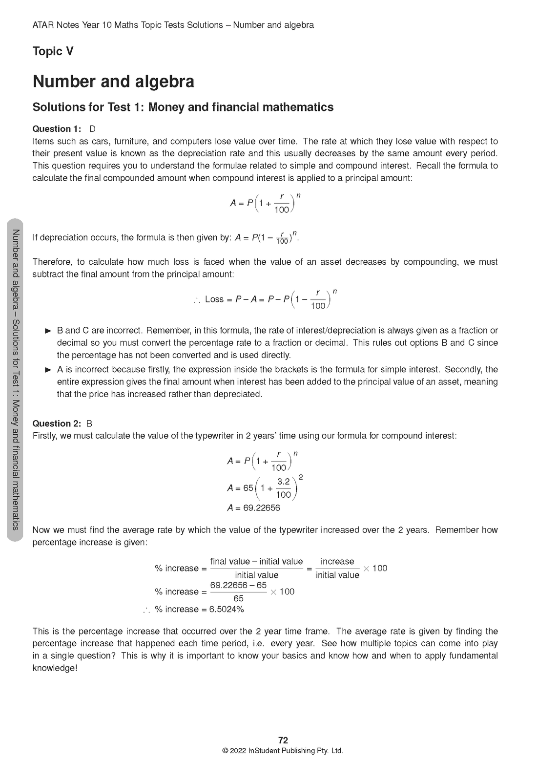 ATAR Notes Year 10 Maths Topic Tests (2023-2024)
