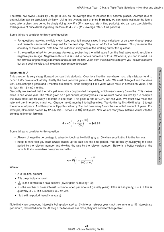 ATAR Notes Year 10 Maths Topic Tests (2023-2024)