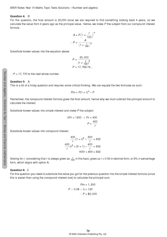 ATAR Notes Year 10 Maths Topic Tests (2023-2024)