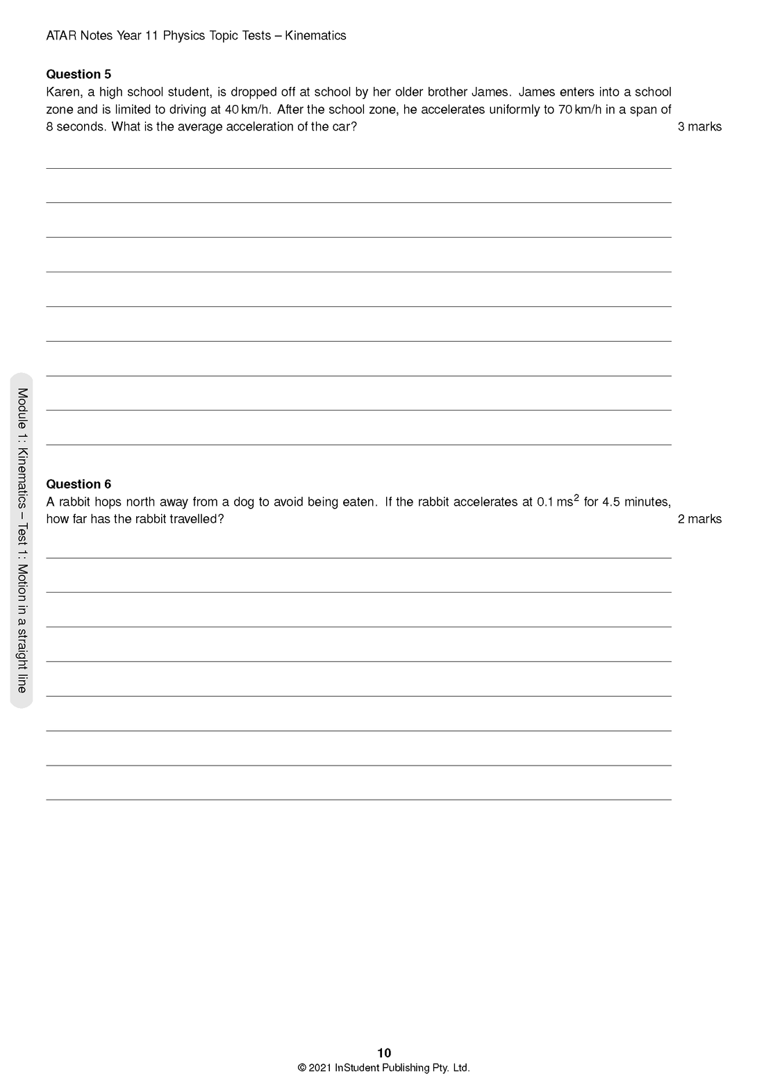 ATAR Notes HSC Year 11 Physics Topic Tests